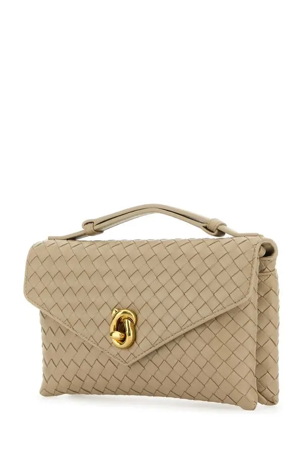 Bottega Veneta Beige Leather Knot Lock Handbag - Brown