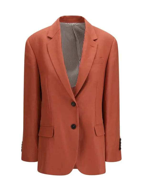 Brunello Cucinelli Single-breasted Linen Blazer - Red