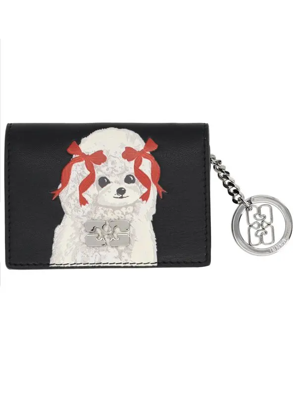 GANNI Flap Puddle Card Holder - Black