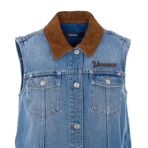 Versace Flared Denim Dress With Logo