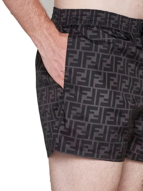 Fendi Technical Fabric Ff Pattern Swim Trunks - Multicolor