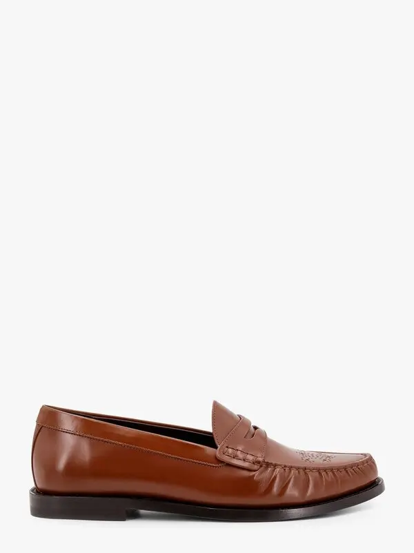 Celine Vivienne Leather Loafer With Perforated Triomphe Logo - Multicolor