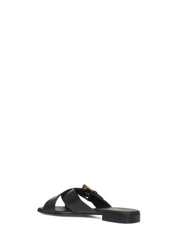 Prada Black Leather Slides With Buckle - Multicolor