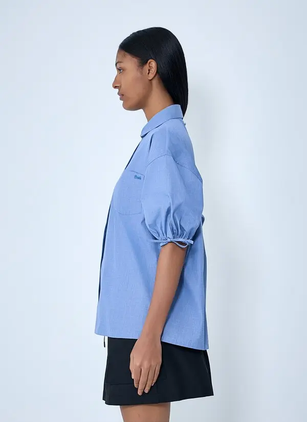 Prada Fil-à-fil Gathered Short Sleeve Shirt