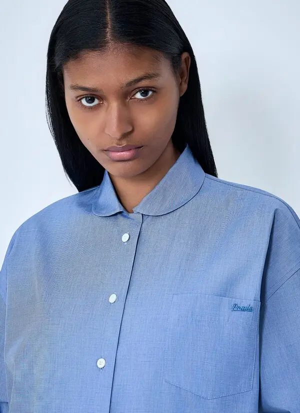 Prada Fil-à-fil Gathered Short Sleeve Shirt