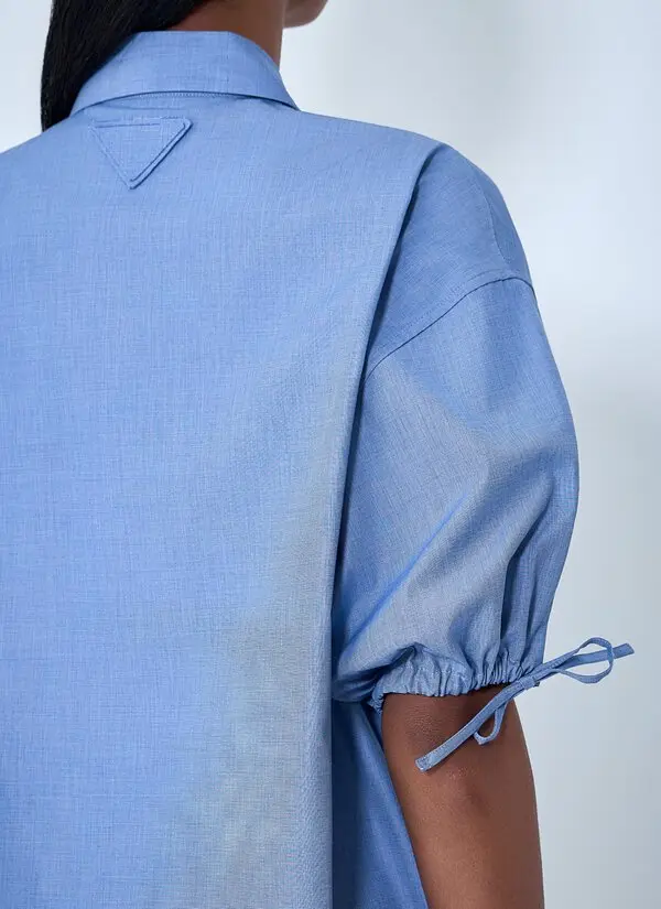 Prada Fil-à-fil Gathered Short Sleeve Shirt