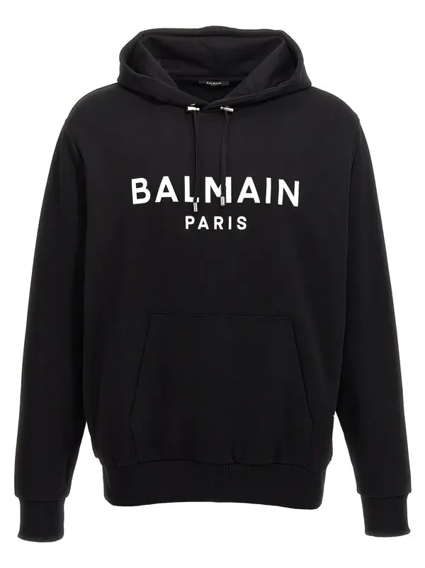 Balmain Logo Print Organic Cotton Hoodie