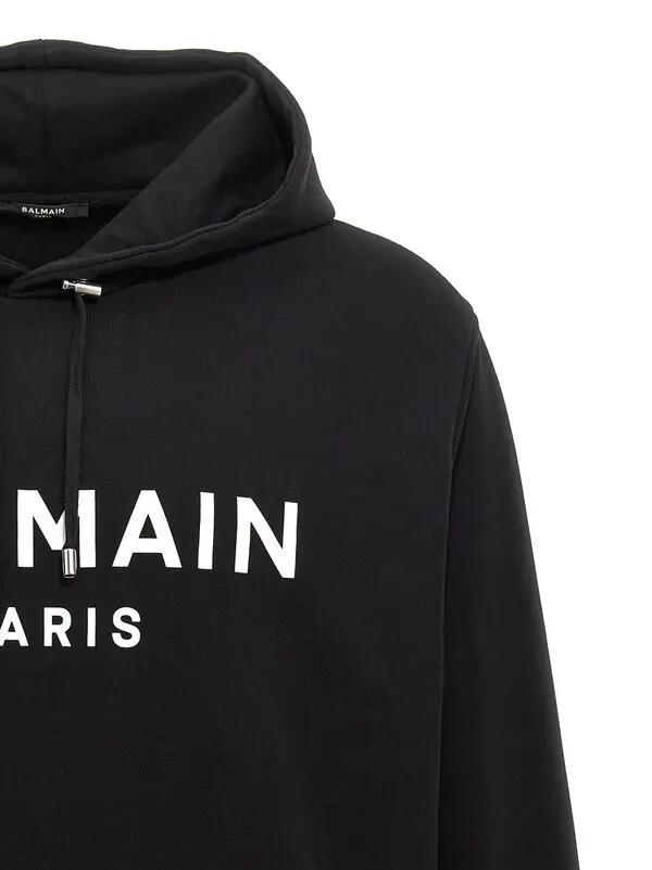 Balmain Logo Print Organic Cotton Hoodie