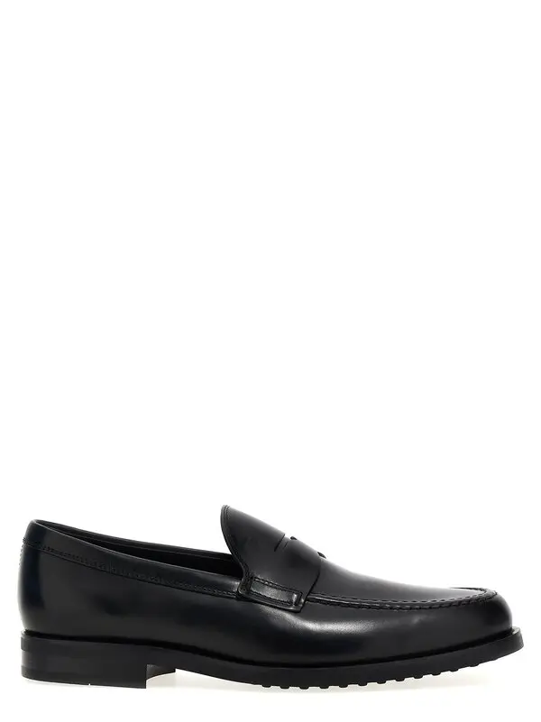 TOD'S Formal Leather Loafers With Rubber Sole - Black