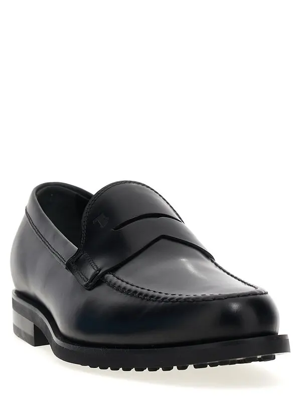 TOD'S Formal Leather Loafers With Rubber Sole - Black