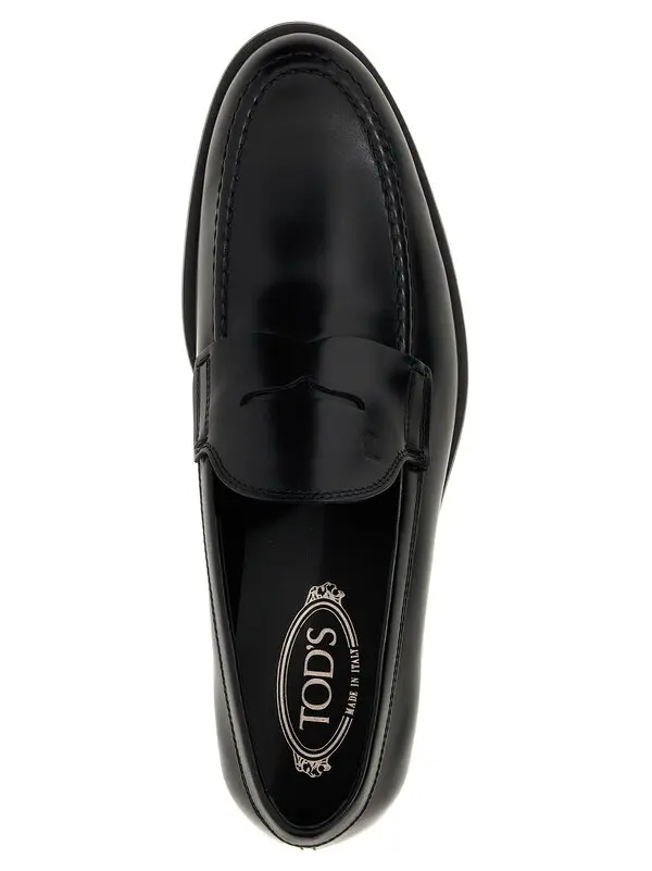 TOD'S Formal Leather Loafers With Rubber Sole - Black