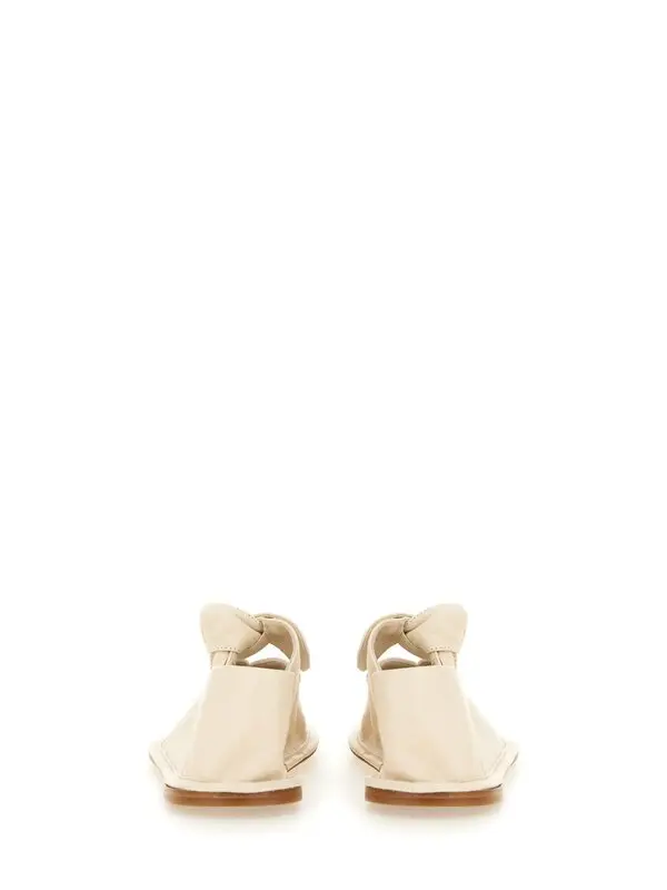 Hereu Lambskin Ballerina Flats With Knot Detailing - Cream