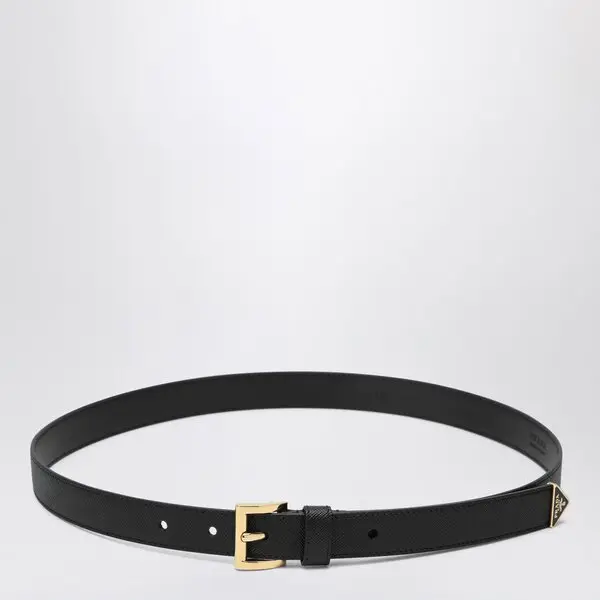 Prada Saffiano Leather Belt With Gold Tone Hardware