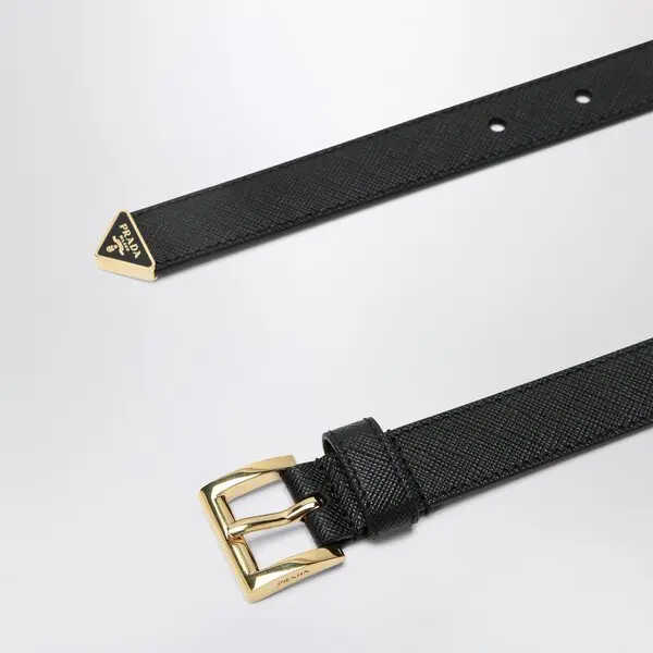 Prada Saffiano Leather Belt With Gold Tone Hardware