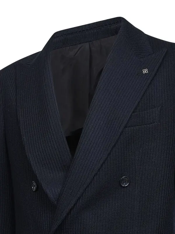 Tagliatore Blue Barré Jersey Double-breasted Balzer