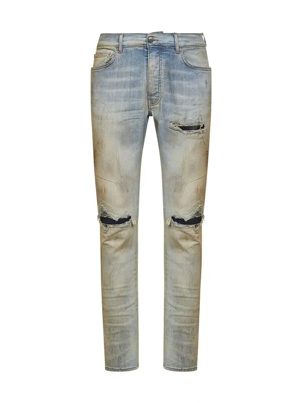 Amiri Blue Denim Suede Mx1 Jeans - Multicolor