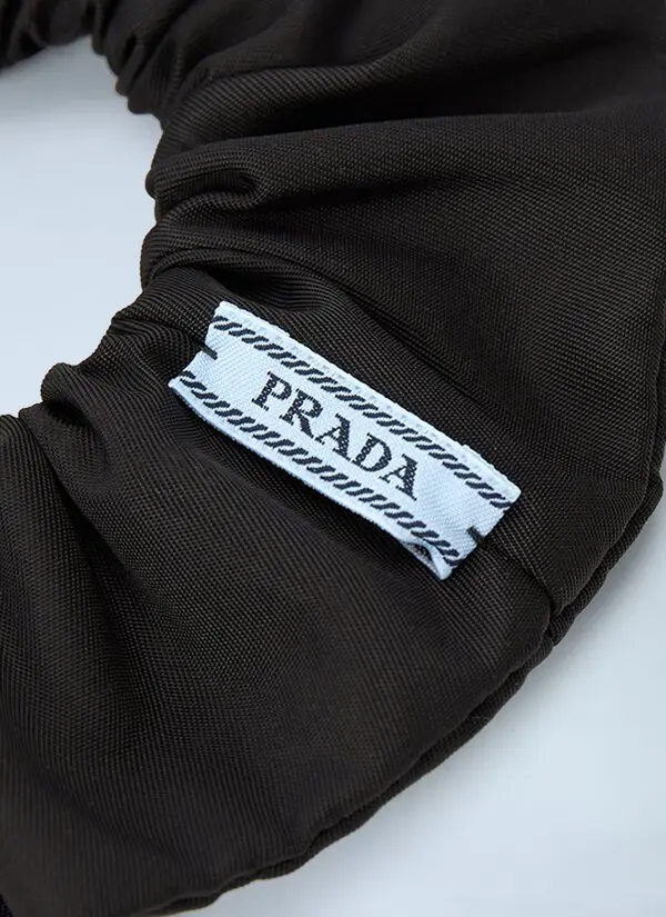 Prada Re-nylon Scrunchie With Logo Plaque - Black