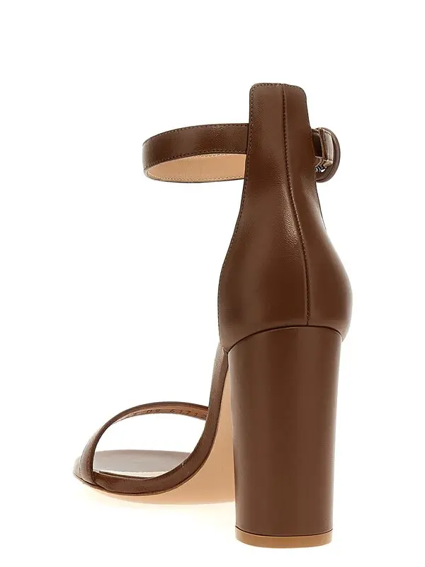 GIANVITO ROSSI Gaeta Nappa Leather Heeled Sandals - Brown
