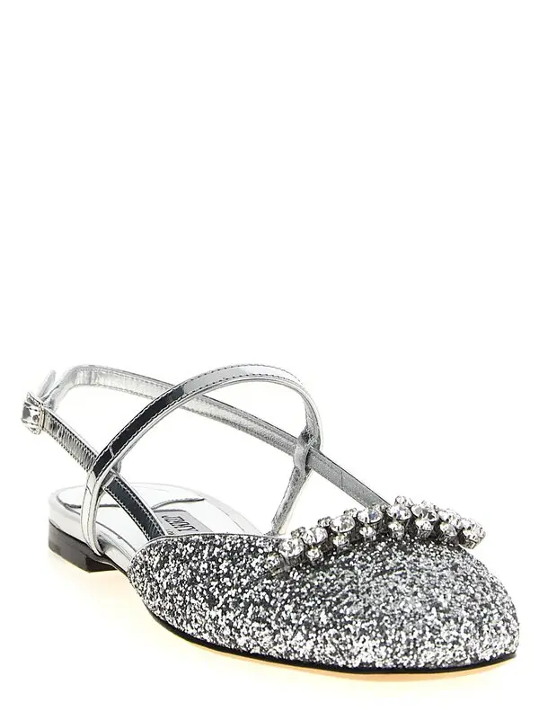 JIMMY CHOO Belinda Slingback Flats - Silver
