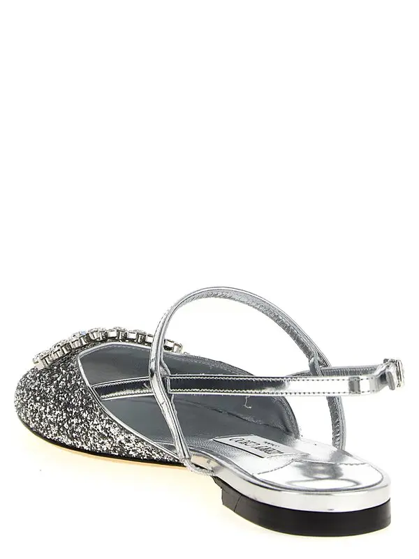 JIMMY CHOO Belinda Slingback Flats - Silver