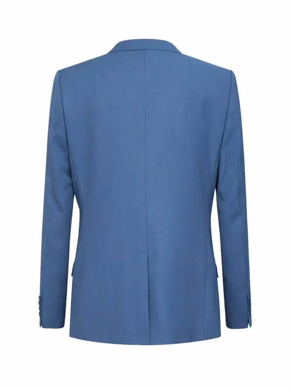 Dolce & Gabbana Avio Blue Wool Poplin Double-breasted Jacket - Multicolor