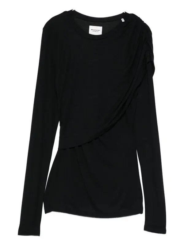 Isabel Marant Étoile Black Draped Detail Long Sleeve Sweater