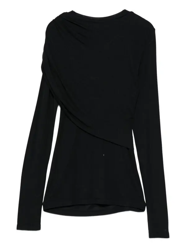 Isabel Marant Étoile Black Draped Detail Long Sleeve Sweater