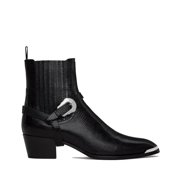 Celine Western Chelsea Isaac Harness Boots - Black