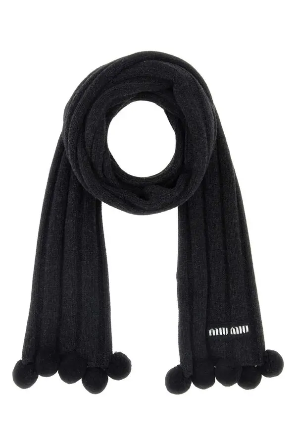 Miu Miu Charcoal Wool Blend Scarf - Gray