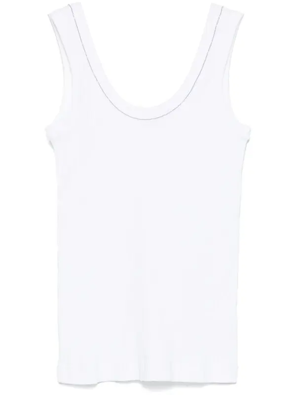 Brunello Cucinelli Sleeveless Scoop Neck Ribbed Tank - Multicolor