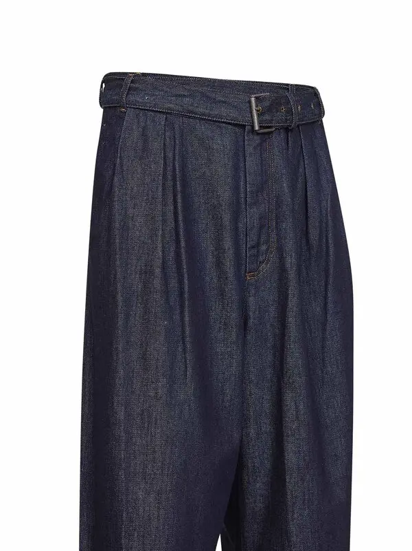 Dries Van Noten Indigo Denim Belted Wide-leg Jeans - Multicolor