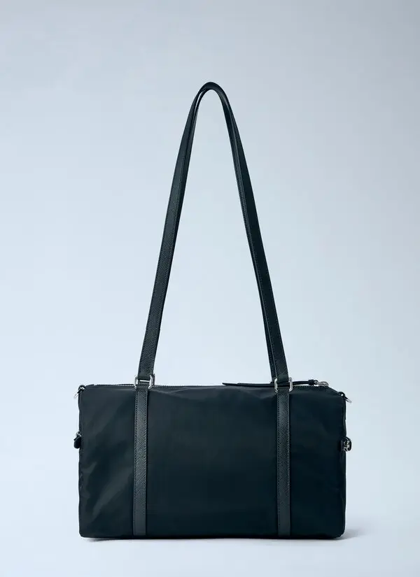 Prada Bauletto Large Re-nylon And Saffiano Shoulder Bag - Black
