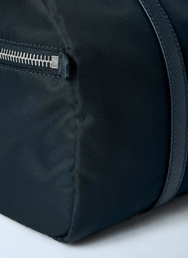 Prada Bauletto Large Re-nylon And Saffiano Shoulder Bag - Black