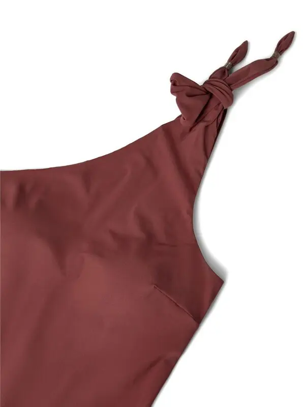 Brunello Cucinelli One-shoulder Swimsuit With Embellished Knot Detail - Multicolor