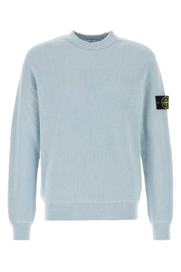 Stone Island Light Cotton Ribbed Crewneck Pullover - Blue