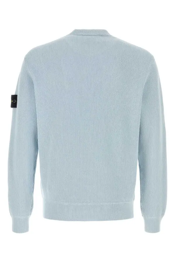 Stone Island Light Cotton Ribbed Crewneck Pullover - Blue