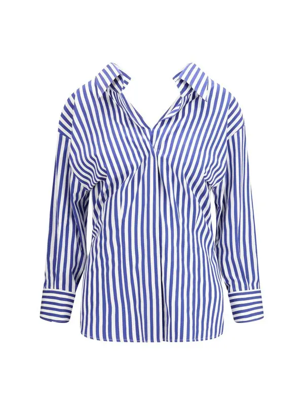 Givenchy Striped Cotton Shirt With Cut-out Detail - Blue