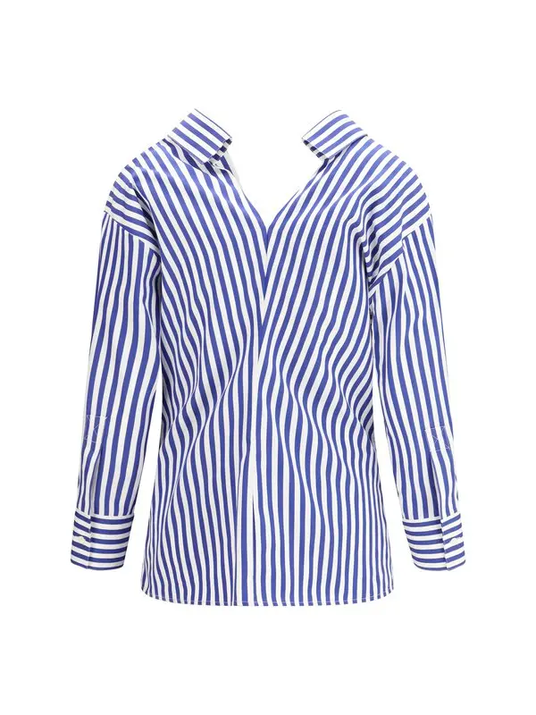 Givenchy Striped Cotton Shirt With Cut-out Detail - Blue