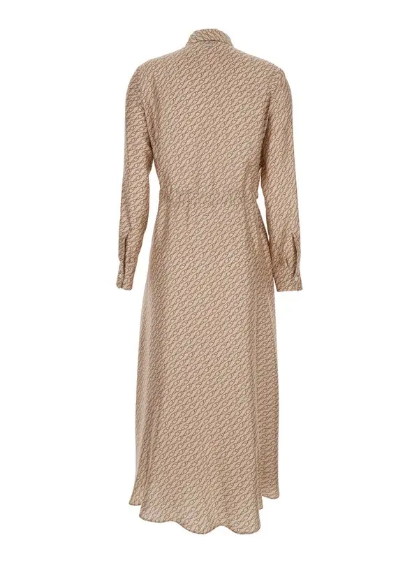 Herno Printed Silk Dress With Classic Collar - Multicolor