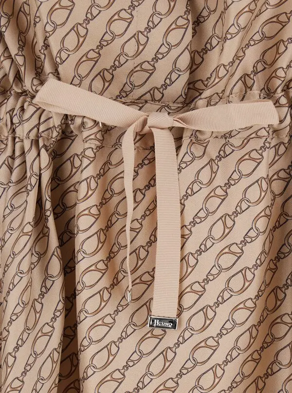 Herno Printed Silk Dress With Classic Collar - Multicolor