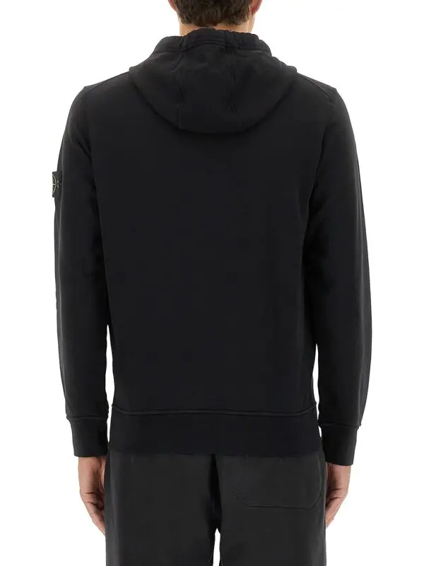 Stone Island Hooded Sweatshirt With Logo Detail - Black