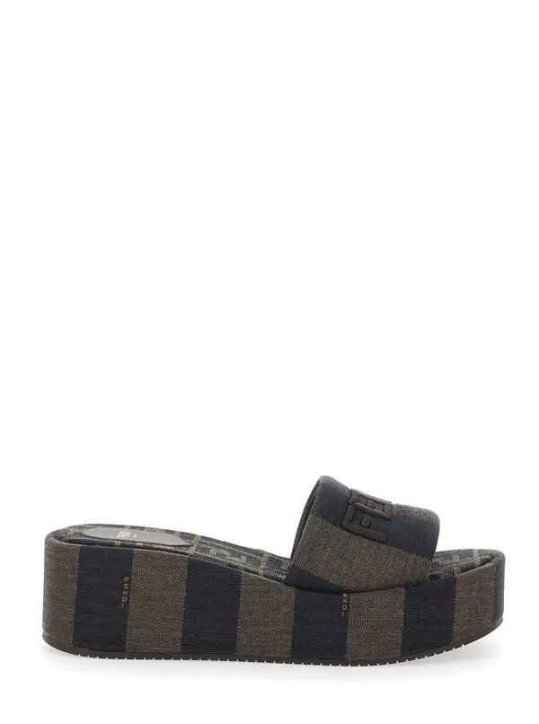 Fendi Cotton Wedges With Ff Motif - Multicolor
