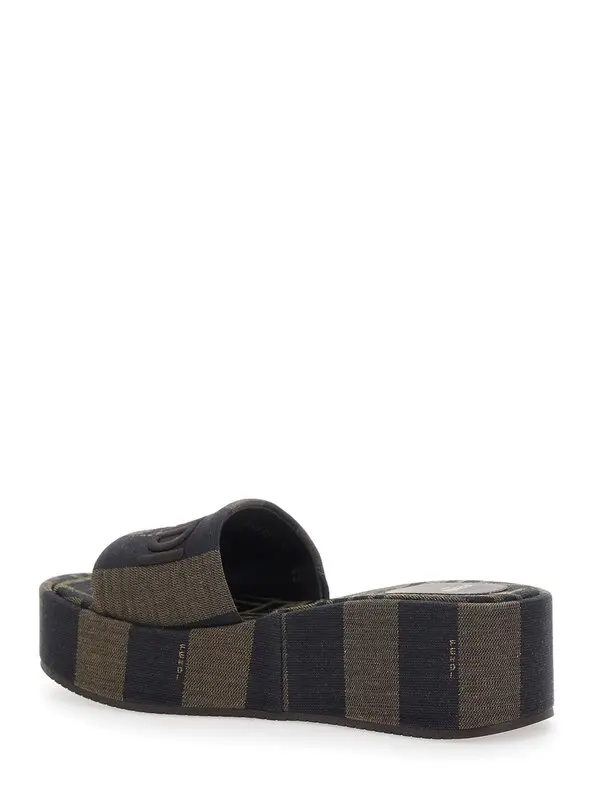 Fendi Cotton Wedges With Ff Motif - Multicolor