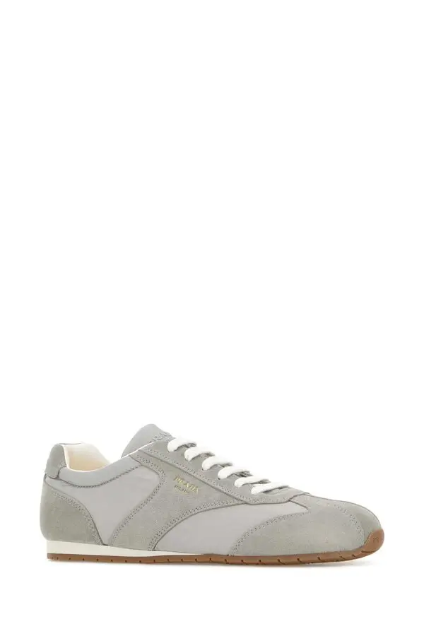 Prada Suede And Fabric Sneakers - Gray