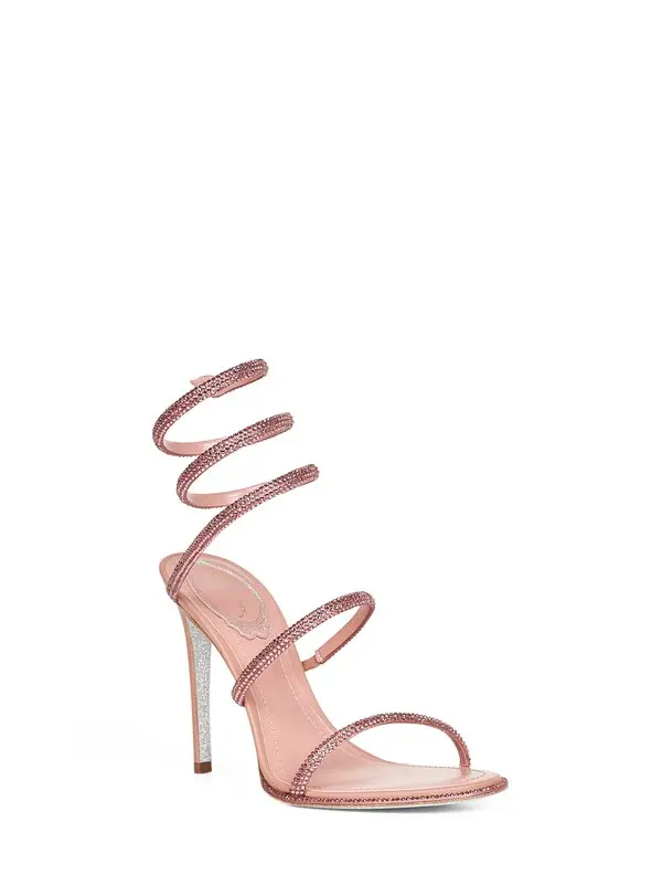 Rene Caovilla Phard Cleo 105 Jeweled Ankle Wrap Stiletto Sandals - Multicolor