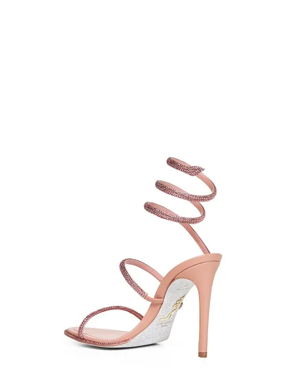 Rene Caovilla Phard Cleo 105 Jeweled Ankle Wrap Stiletto Sandals - Multicolor