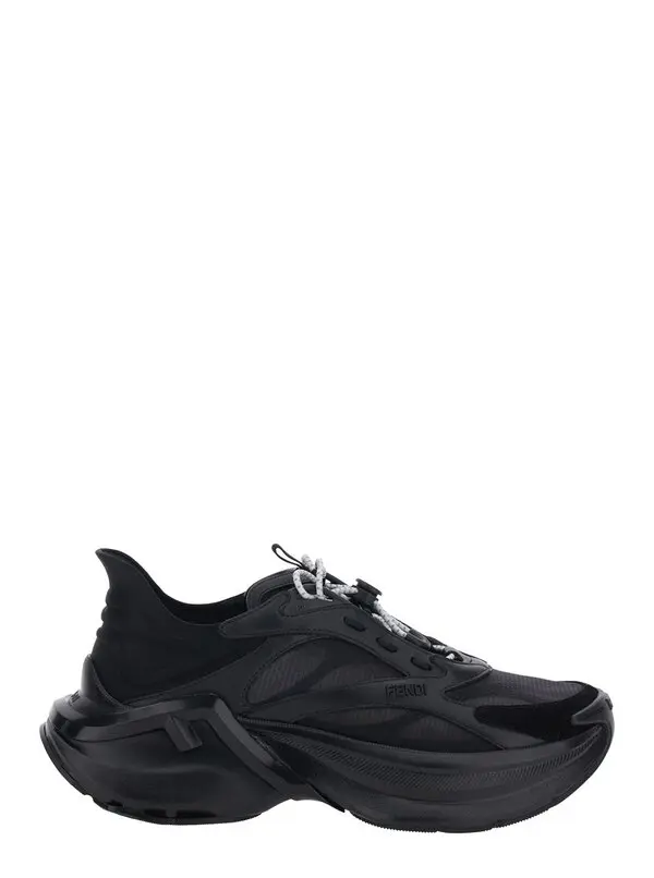 Fendi F-light' Low Top Sneakers With Ff Motif And Chunky Sole - Black