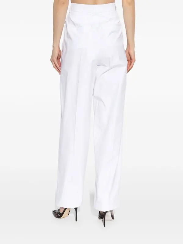 Sportmax Pleat Front Wide-leg Cotton Trousers