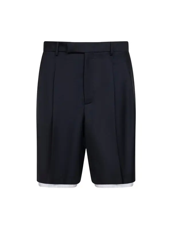 JIL SANDER Blue Wool Canvas Double-layer Shorts