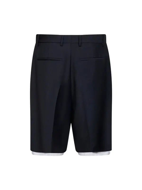 JIL SANDER Blue Wool Canvas Double-layer Shorts